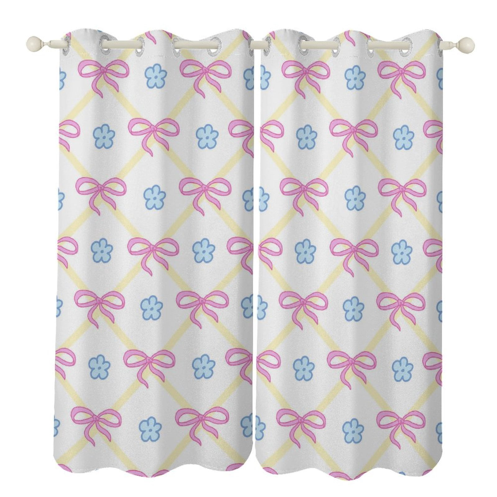 Princess Girl Cute Bow 2 Panels Curtains for Bedroom Living Room Drapes ...