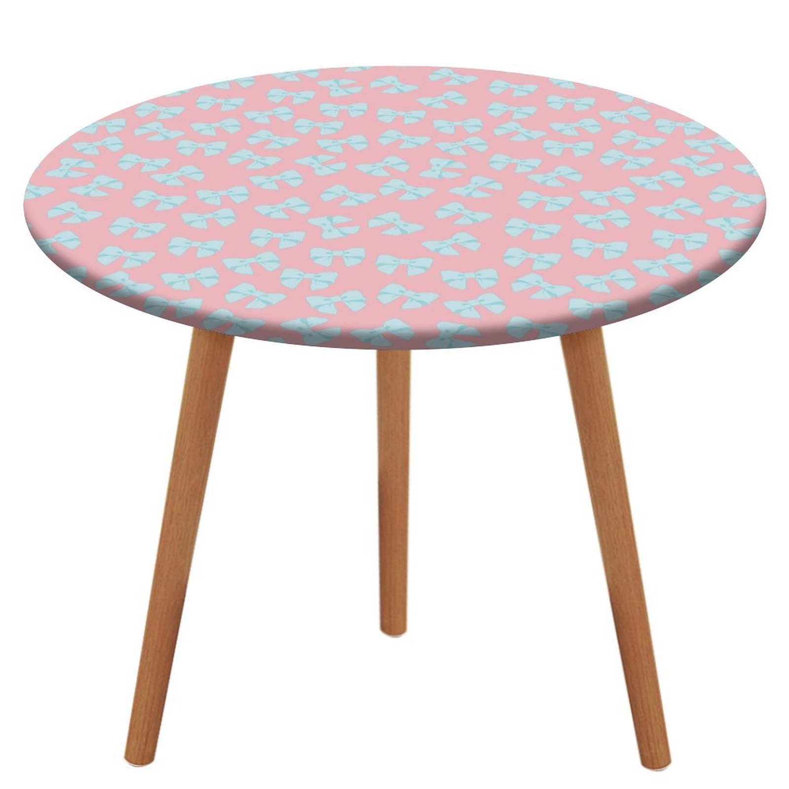 Princess Girl Cute Bow Pattern Round Tablecloth Waterproof Elastic ...