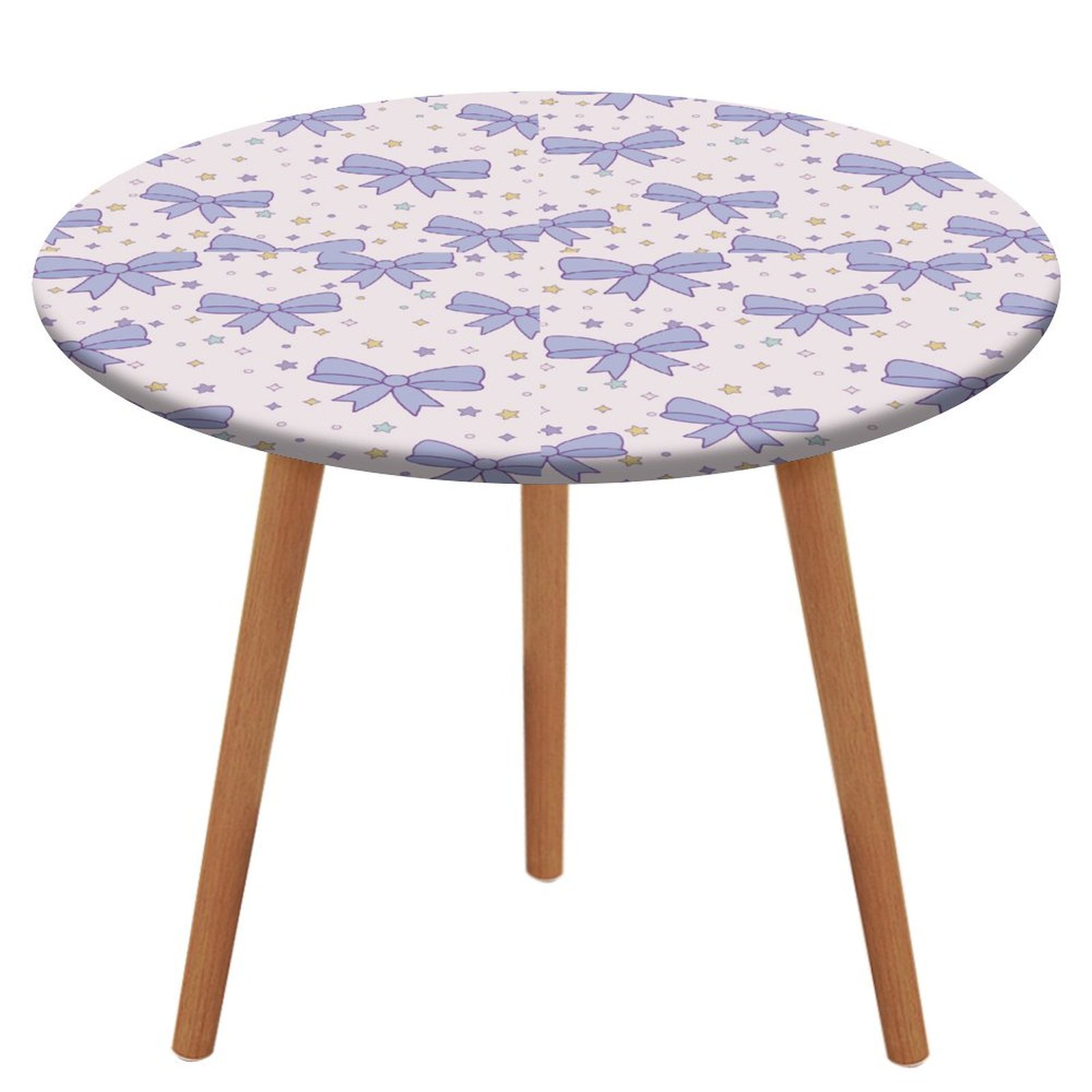 Princess Girl Cute Bow Pattern Round Tablecloth Waterproof Elastic ...