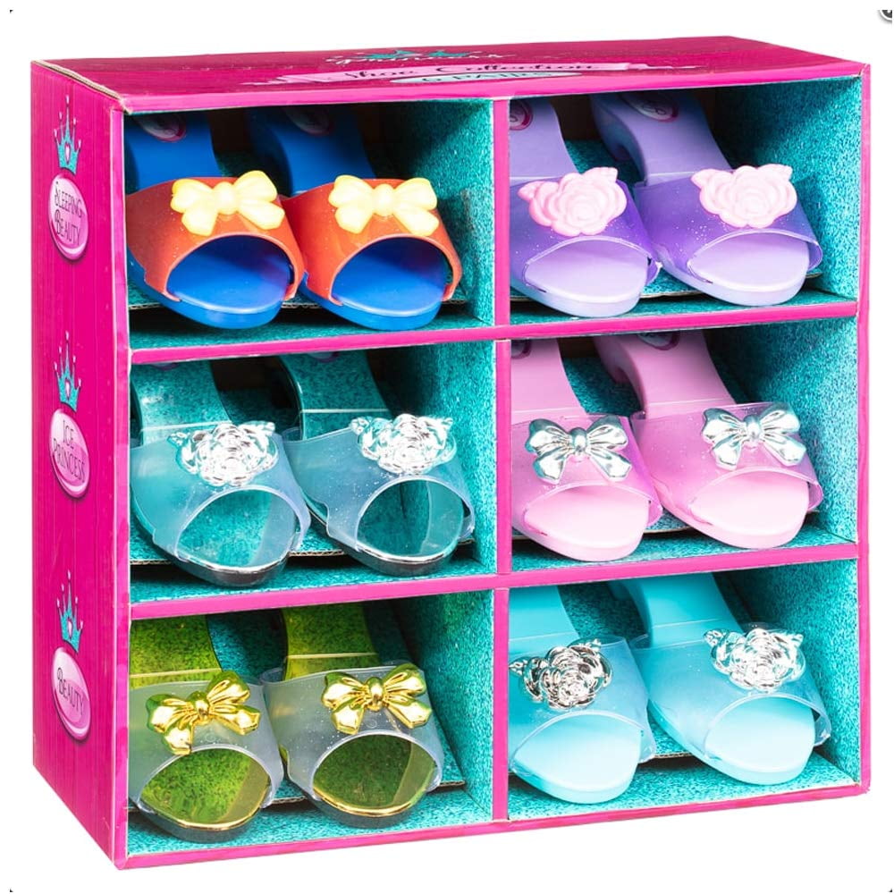 Princess Girls Set of 6 Pairs Slipper Play Shoes Fancy Dress Up Gift ...