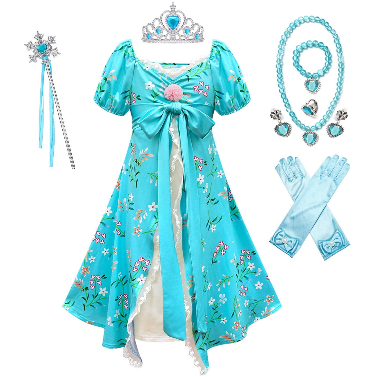 Princess Giselle Costume for Girls Fancy Party Flower Dress Halloween ...