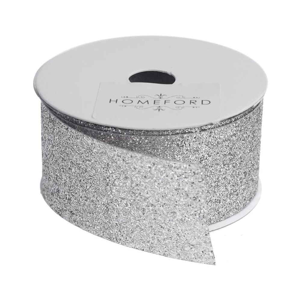 Princess Glitter Metallic Christmas Ribbon, 1-1/2-Inch, 4 Yards, Silver ...