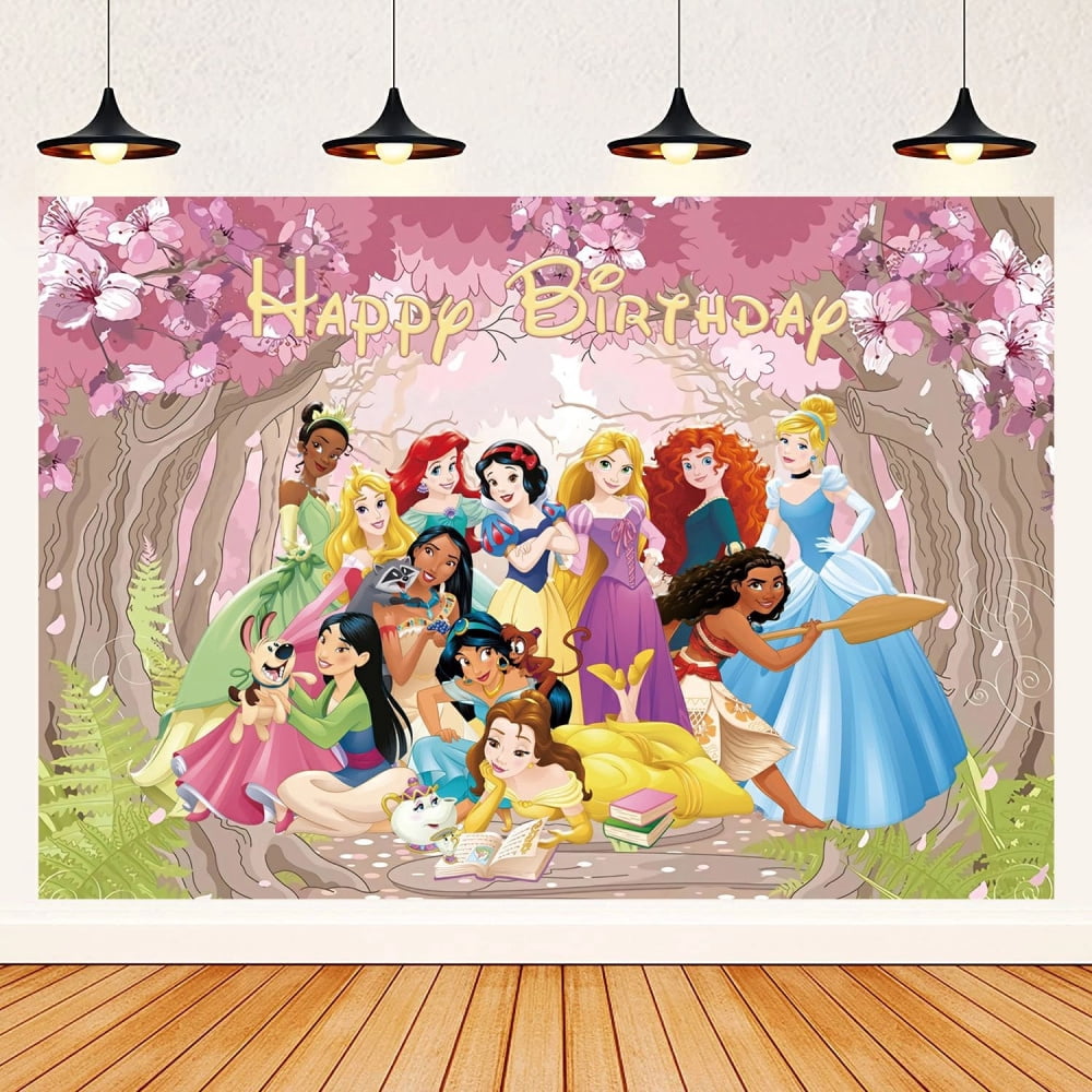 Princess Happy Birthday Anime Cartoon Theme Backdrops Banner Birthday ...