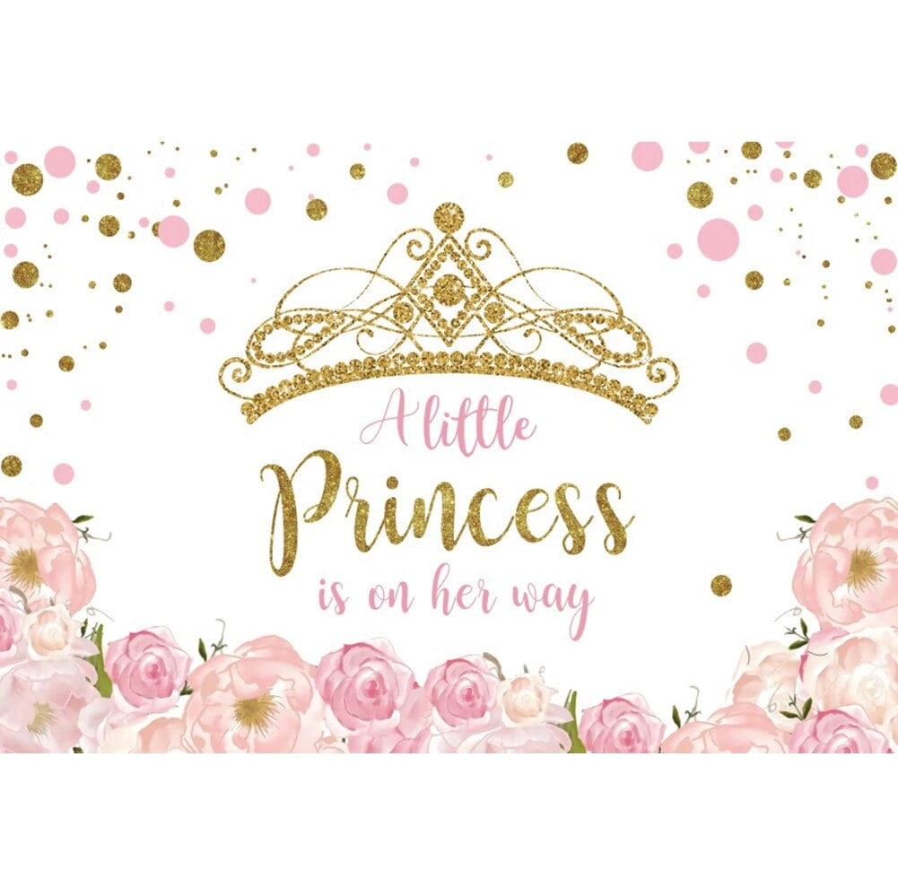 Princess Happy Birthday Background for Party Decoration Golden Crown ...