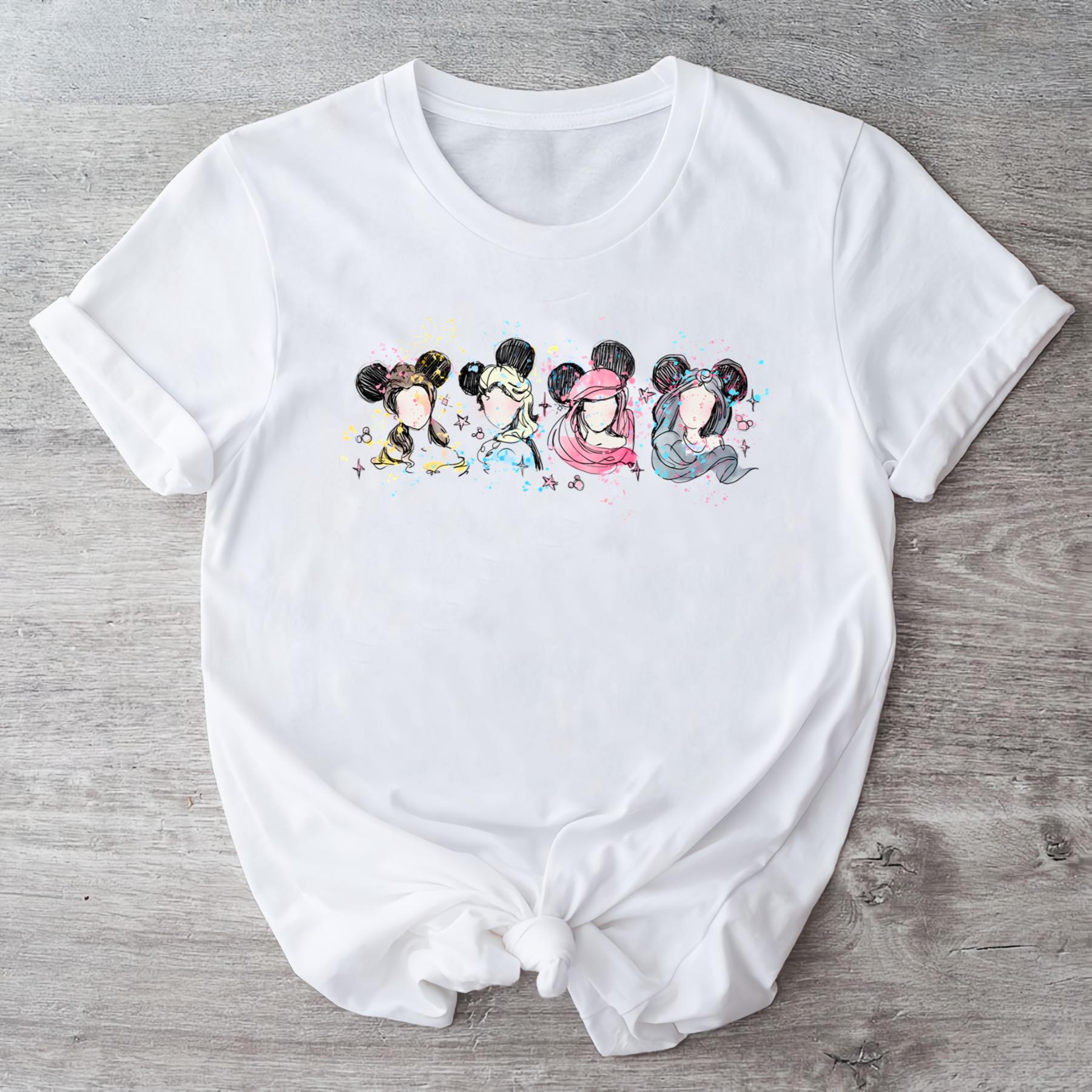 Princess-Inspired Watercolor Graphic Tee, Birthday Girl and Girls Trip ...