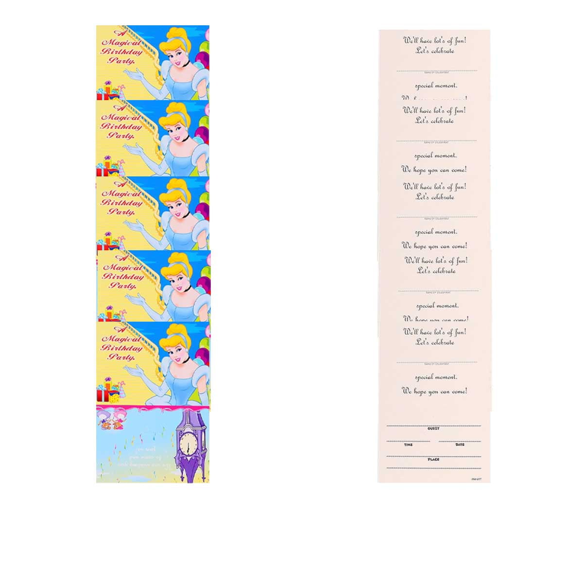 Princess Invitations Cards Stock Bulk Birthday Invite Fill-in Party ...