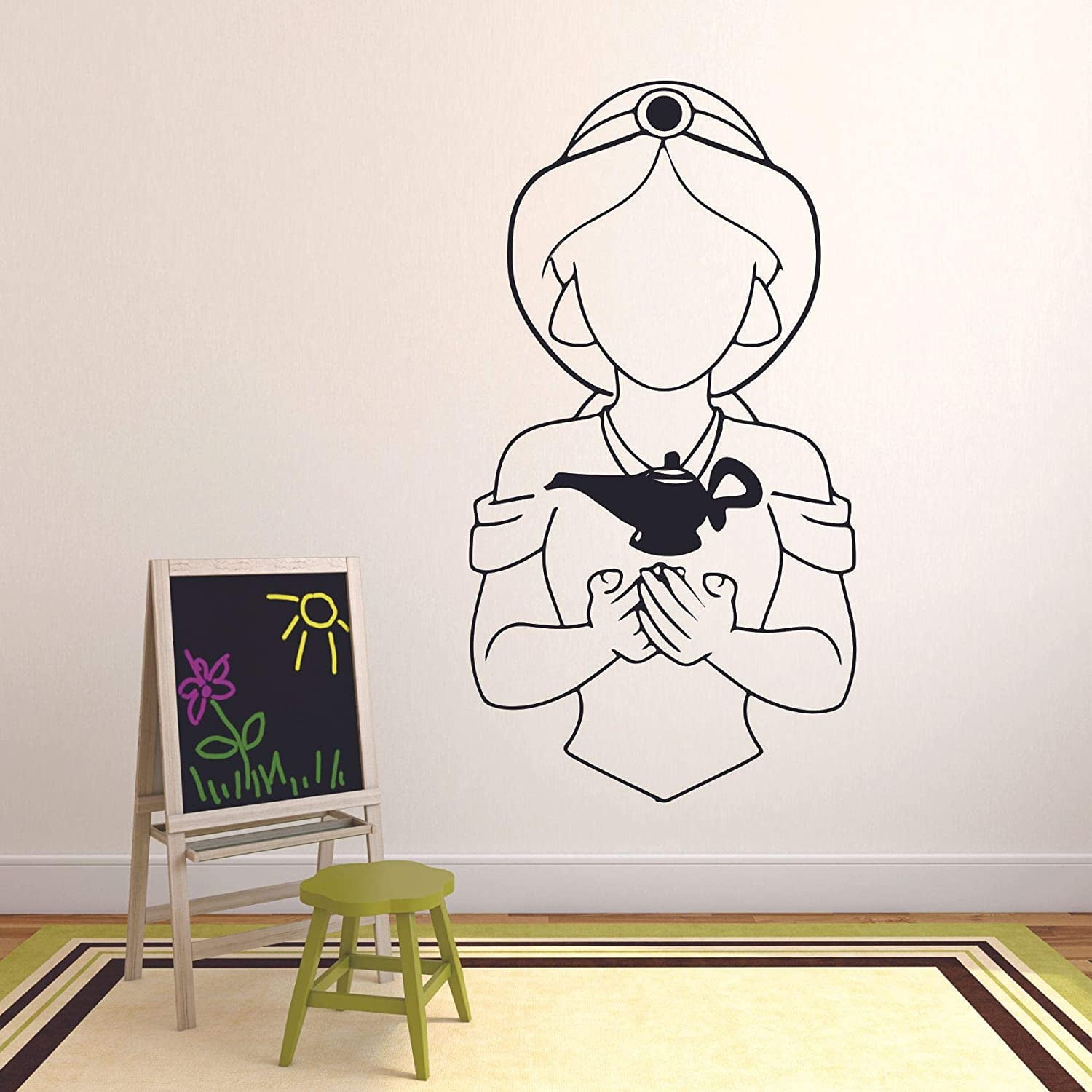 Princess Jasmine Kid Cartoon Princess Aladdin Wall Sticker Vinyl Wall ...
