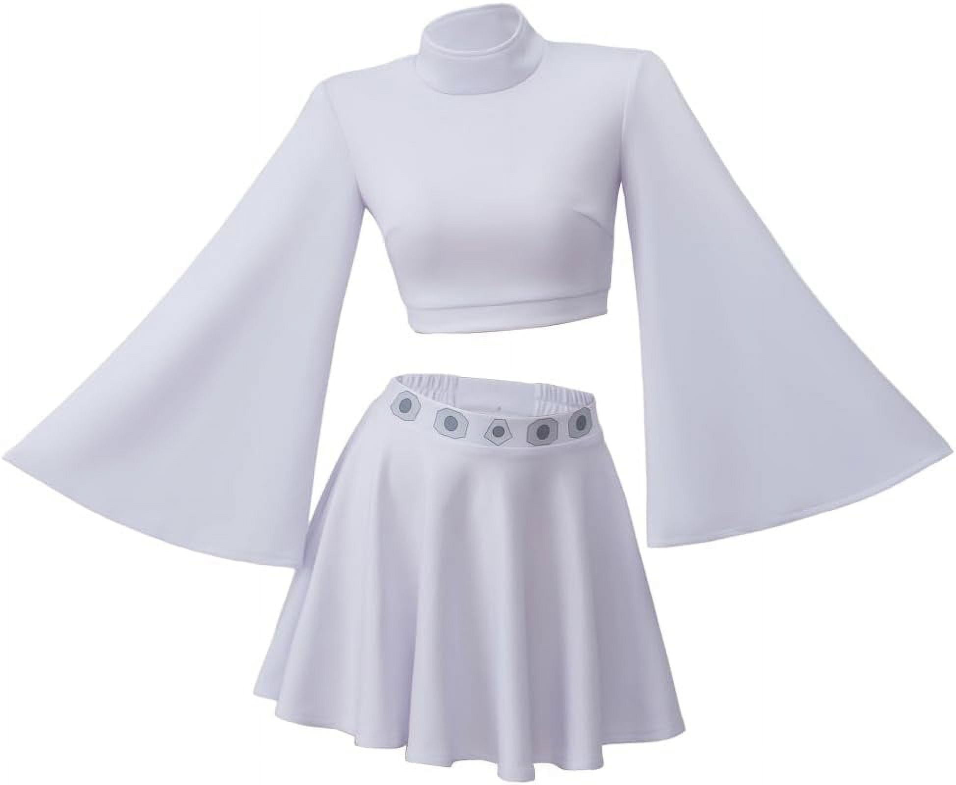 Princess Leia White Suit Crop Top Skirt Outfits Elegant & Powerful ...
