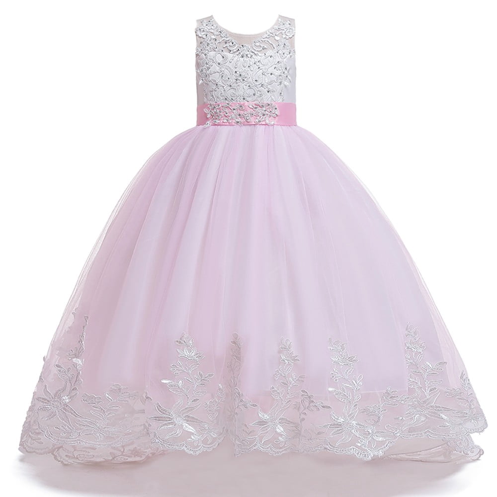 Princess Lilac Long Girls Pageant Dresses Kids Prom Puffy Tulle Ball ...