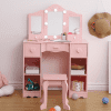 Princess Makeup Vanity Set with Tri-Folding Mirror, Chair, Storage ...