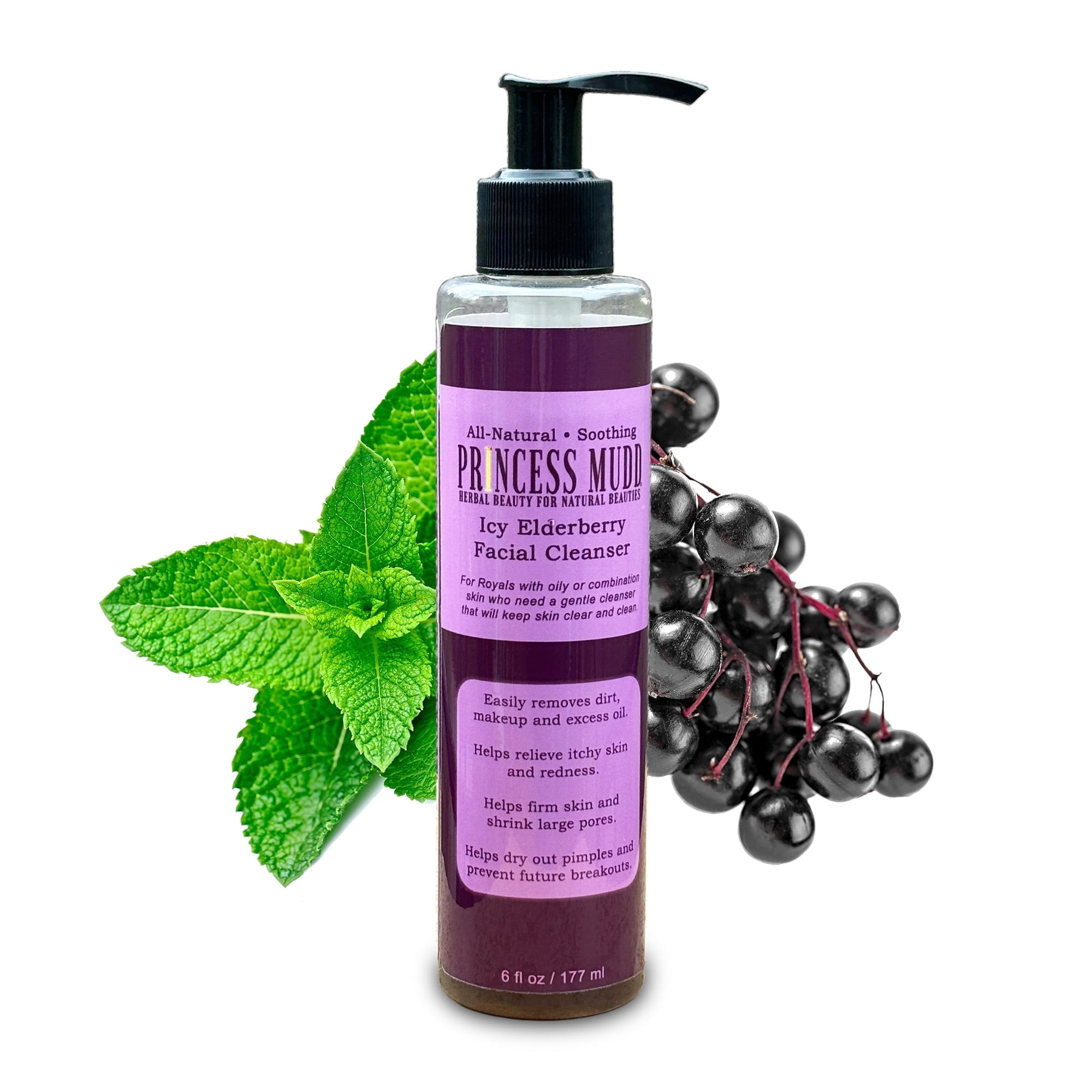 Princess Mudd Icy Elderberry Acne Face Wash for Aging Oily Skin, 6oz ...