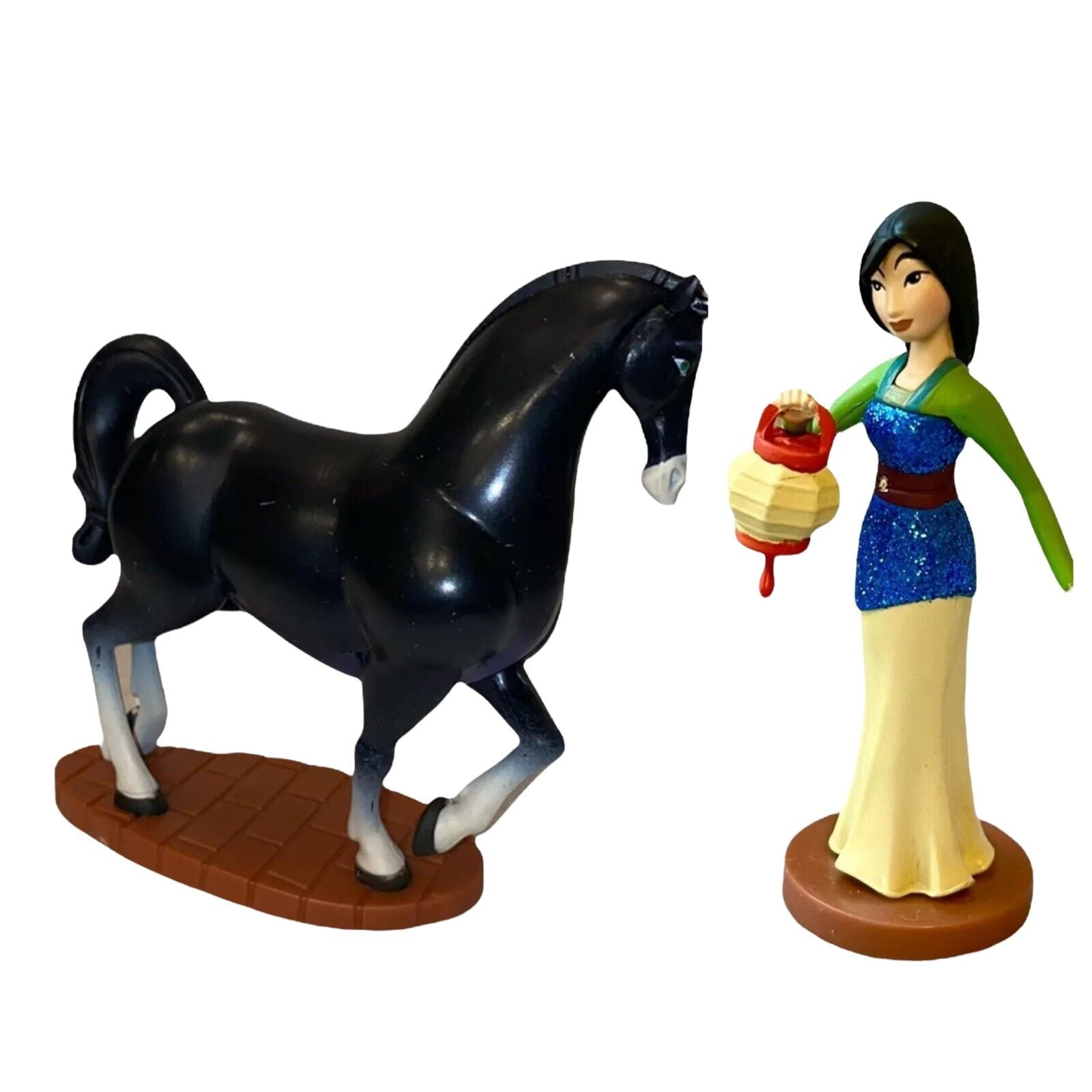 Princess Mulan Lantern & Khan Horse PVC Cake Topper Figure Figurine ...