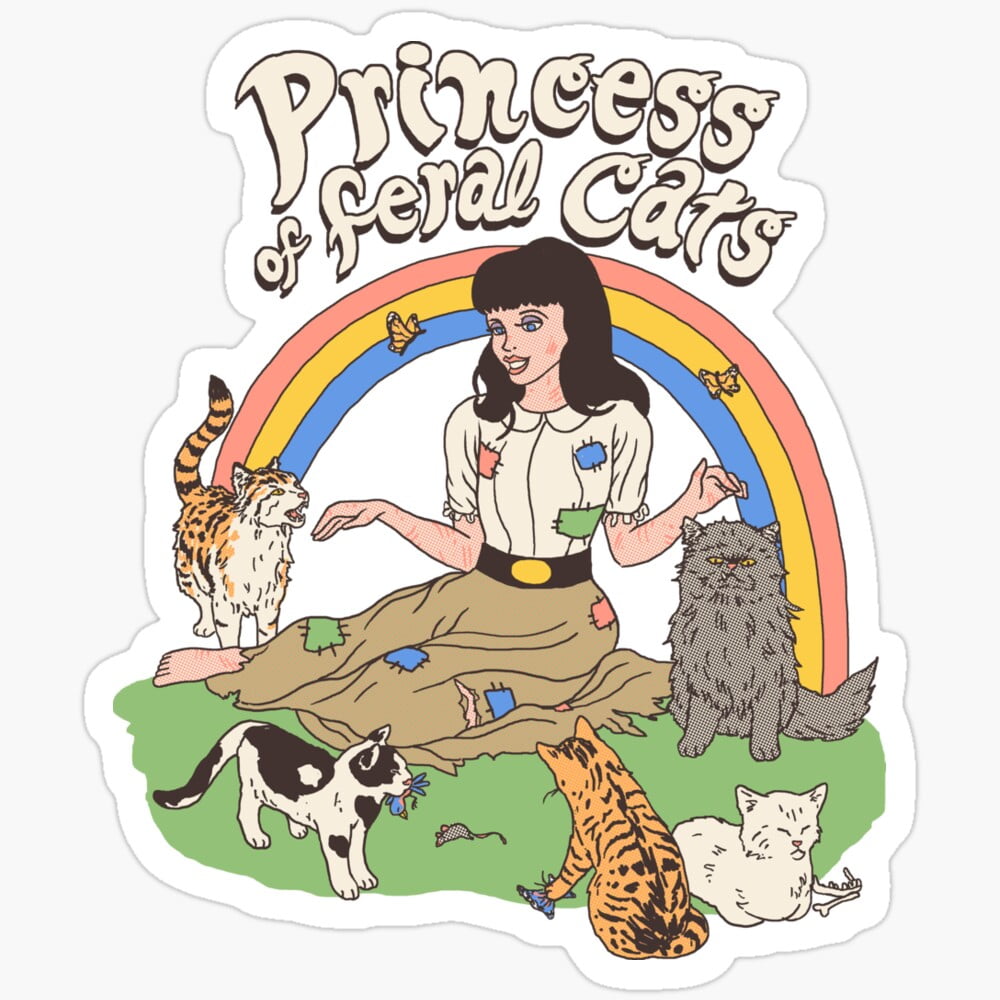 Princess Of Feral Cats Sticker Phone Decal Water Bottle Stickers Car ...