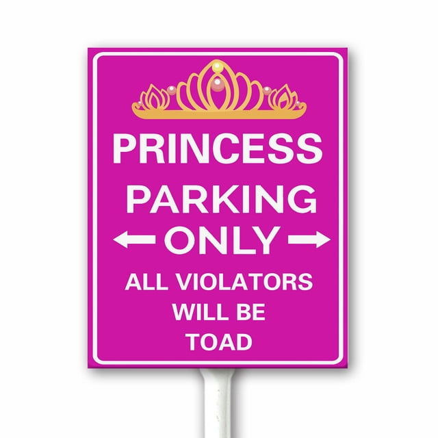 Princess Parking Only 7 x 8.8 Inches Funny Yard Sign for Lawn Garden ...