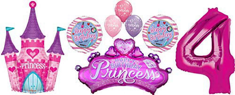 Princess Party 4th Birthday Glamour Girl Castle and Crown Balloon ...