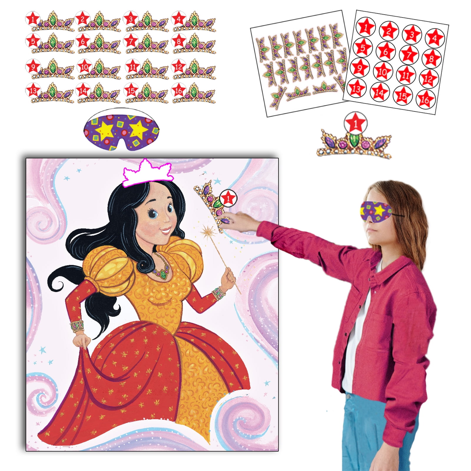 Princess Party Games Pin The Tiara on The Princess, Princess Poster ...