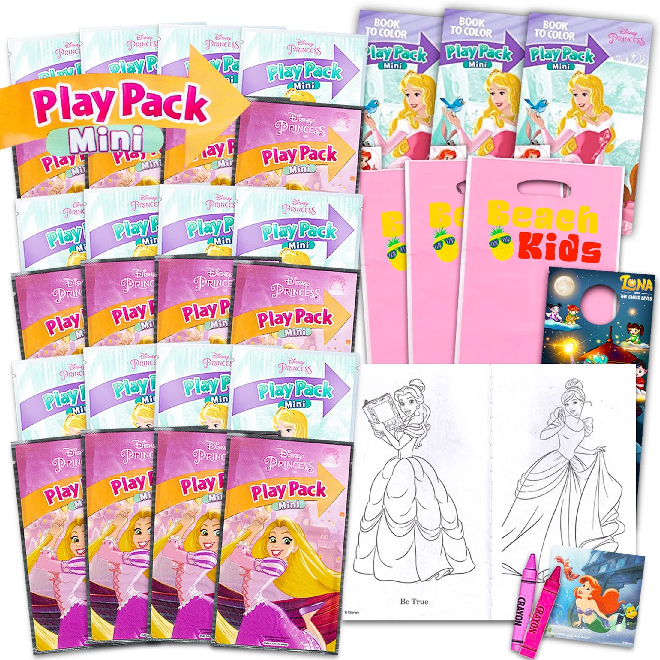 Princess Party Pack - 24 Mini Play Packs with Coloring Pages, Crayons ...