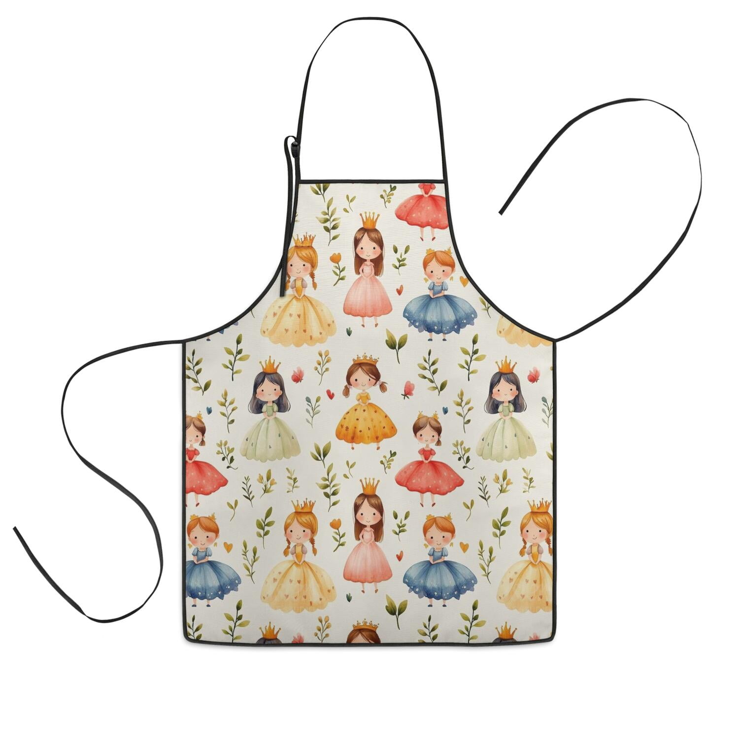 Princess Pattern Kids Aprons for Girls and Boys,Adjustable Neck Strap ...