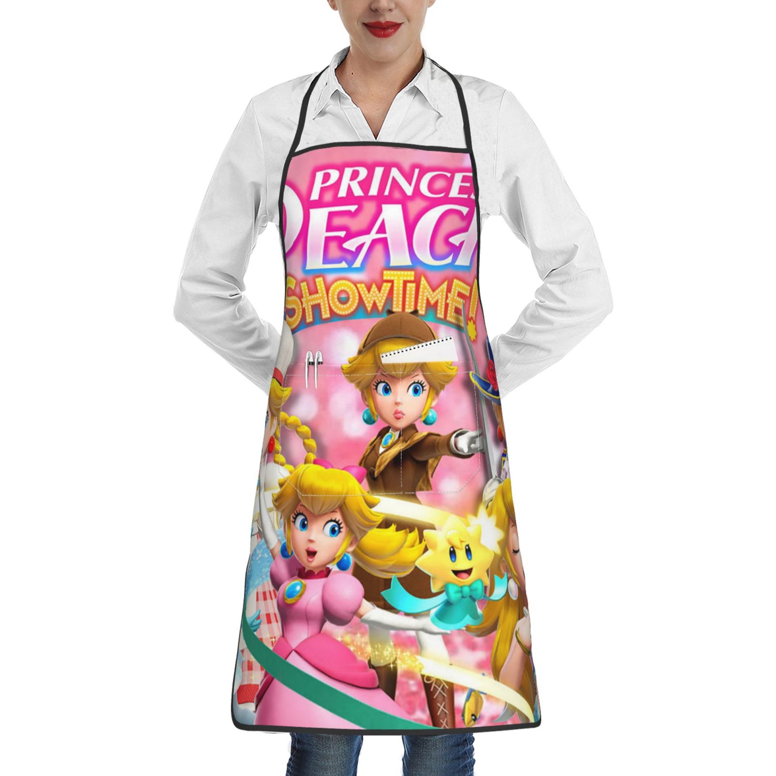 Princess Peach Adjustable Bib Aprons, Waterdrop Resistant Apron with 2 ...