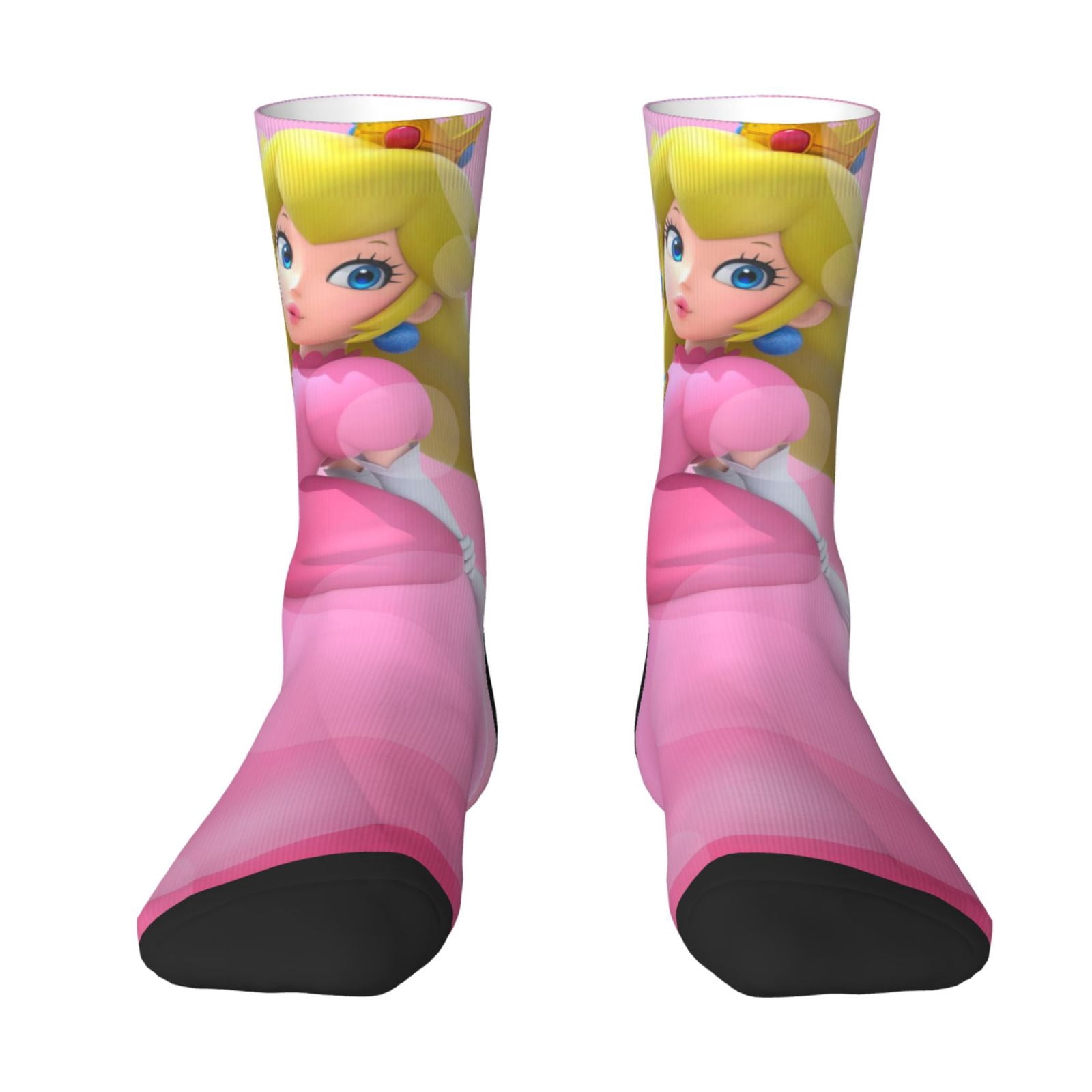 Princess Peach Adult Patterned Dress Crew Socks Fits Shoe for Mens ...