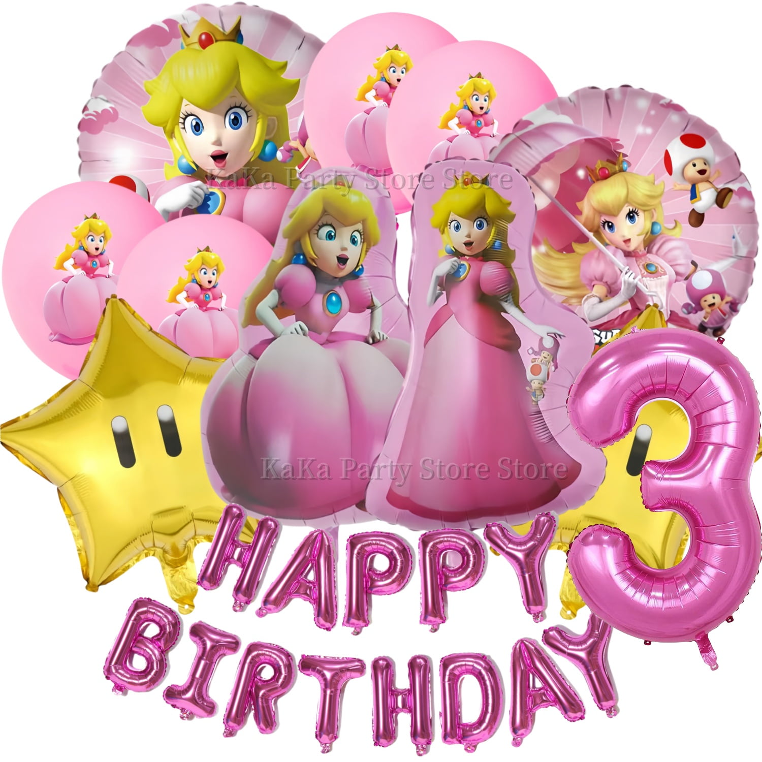 Princess Peach Balloon Set Birthday Decor Peach Foil Helium Balloon ...