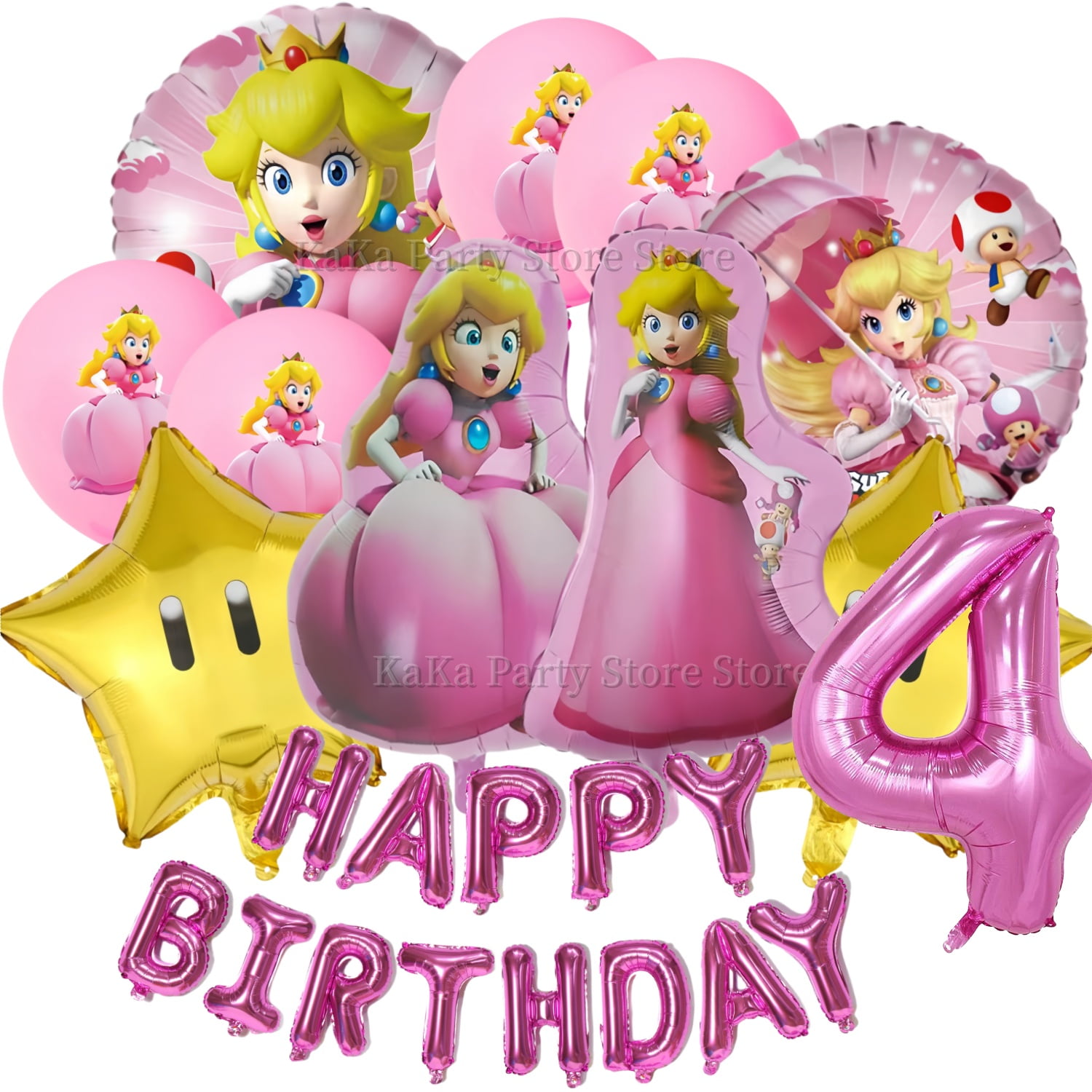 Princess Peach Balloon Set Birthday Decor Peach Foil Helium Balloon ...