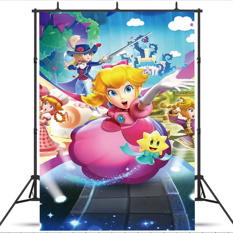 Princess Peach Birthday Party Supplies Banner Backdrop Background ...
