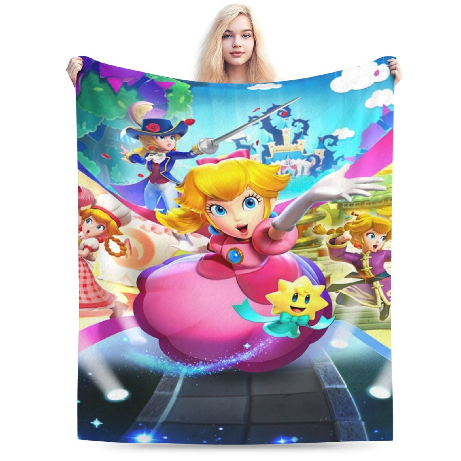 Princess Peach Blanket, Super Soft Large Fluffy Plush Throw Blanket for ...
