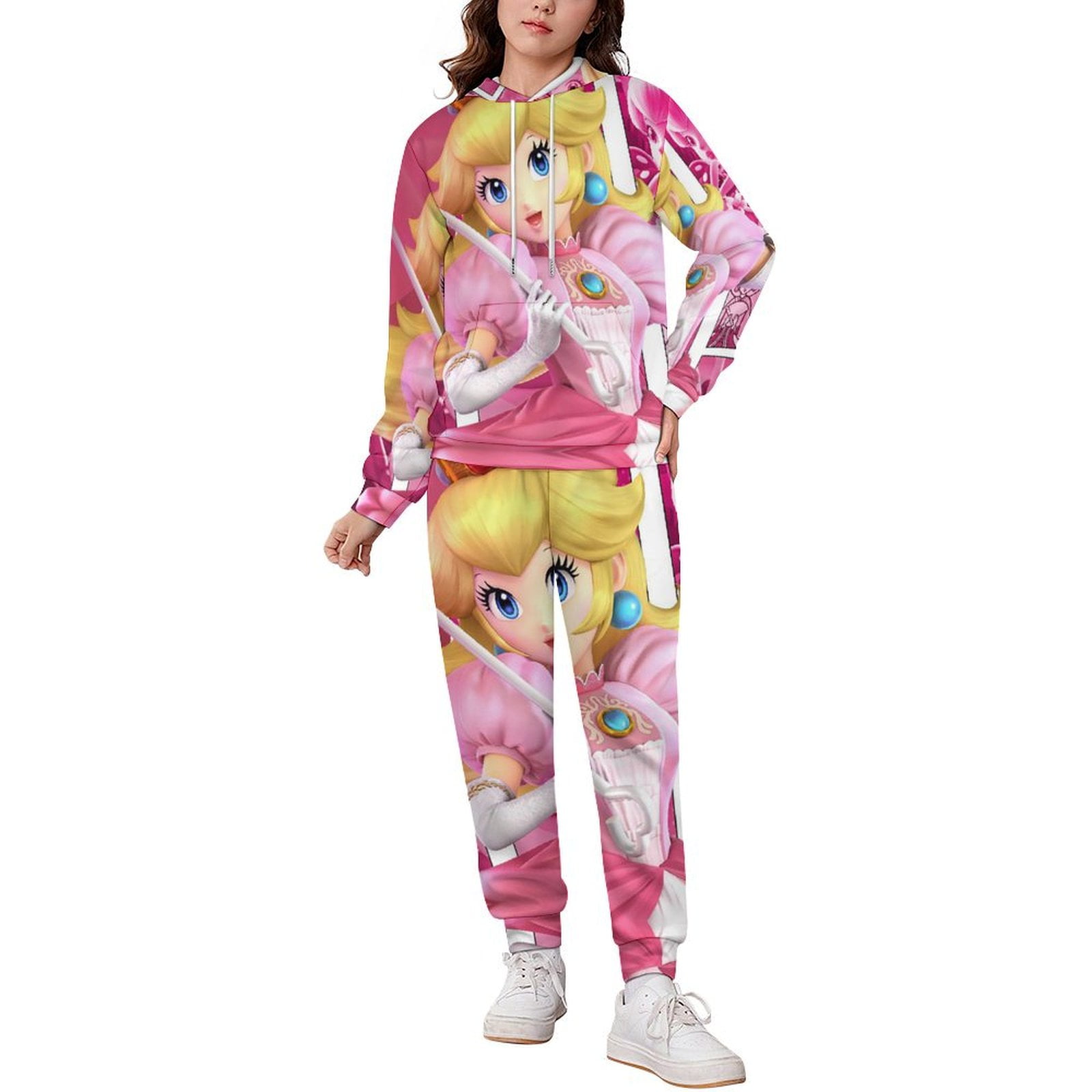 Princess Peach Boys 2 Piece Tracksuit Athletic Sweatsuits Sets Hooded ...