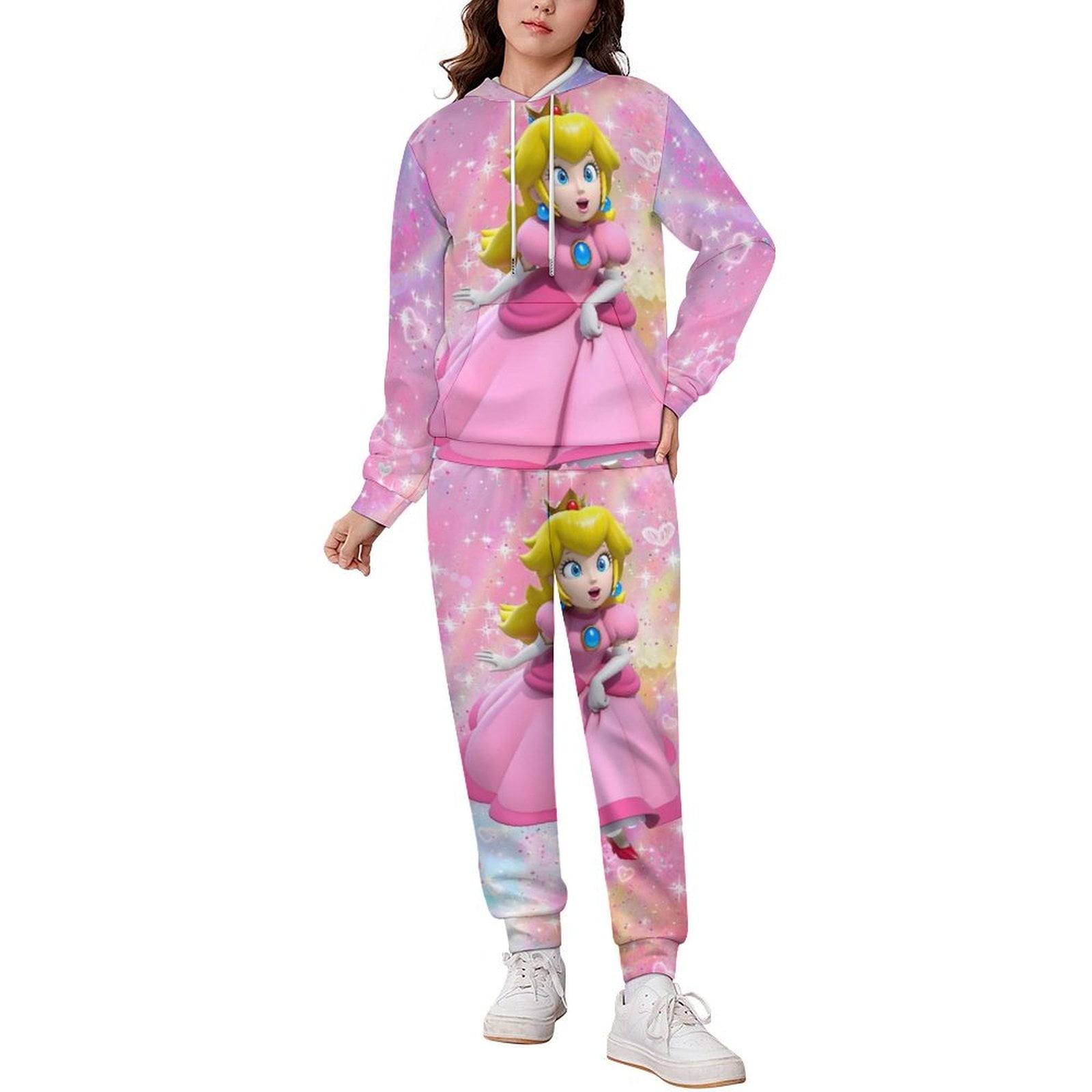 Princess Peach Boys 2 Piece Tracksuit Athletic Sweatsuits Sets Hooded ...