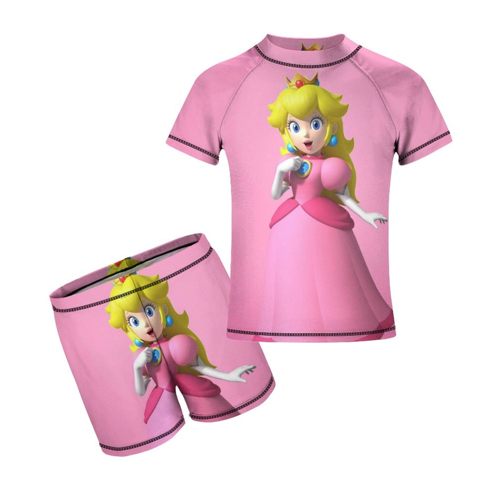 Princess Peach Boys Rash Guard Set 2 Piece Swimsuits Short Sleeve ...