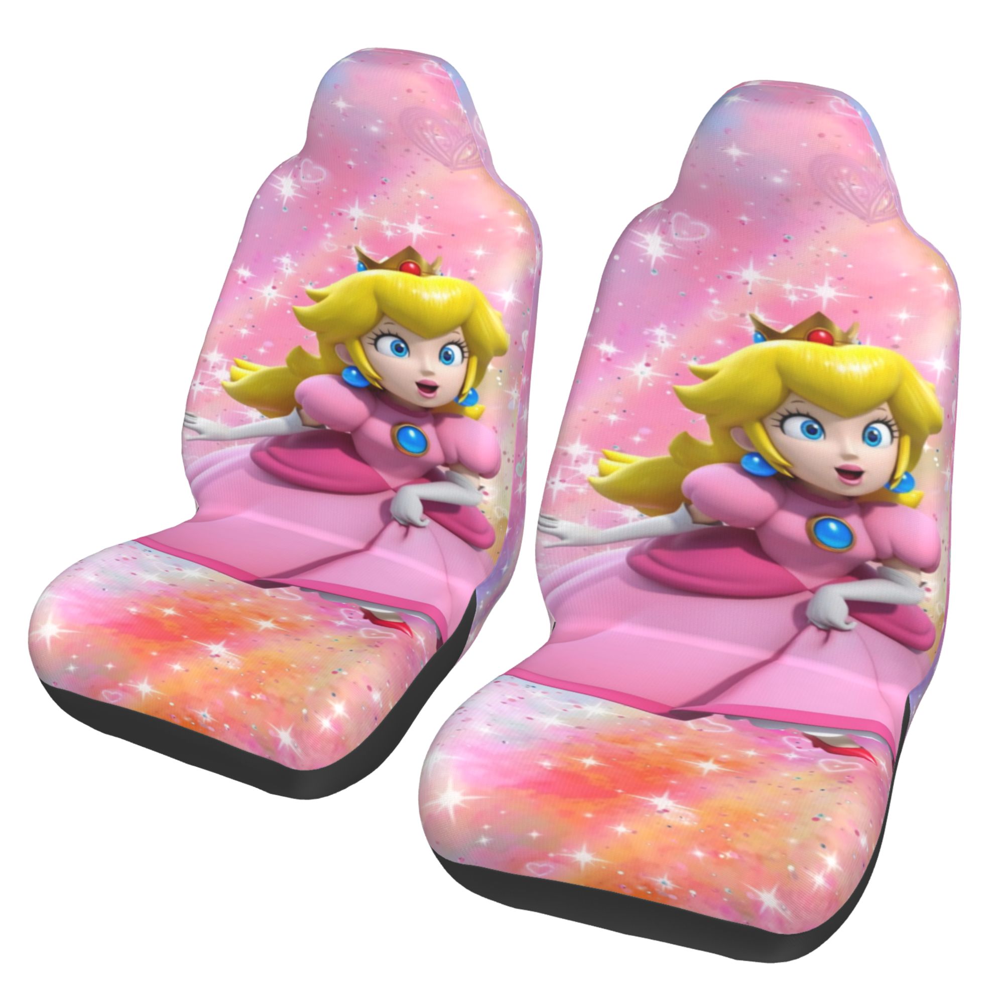 Princess Peach Car Front Seat Covers 2 Pcs Universal Auto Seat Covers ...