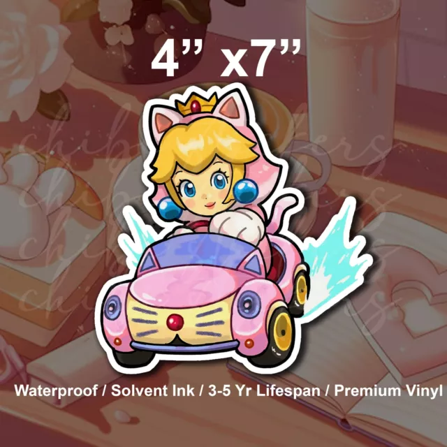 Princess Peach Chibi Girl Vinyl Super Mario Waterproof Bumper Sticker ...