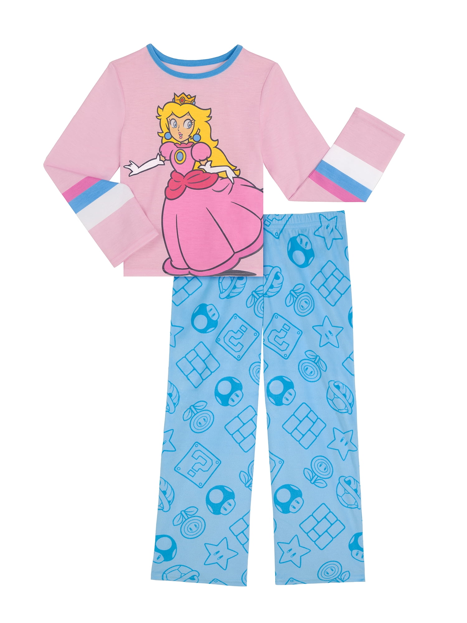Princess Peach Girls Long Sleeve Top and Pajama Pants Set, 2-Piece ...