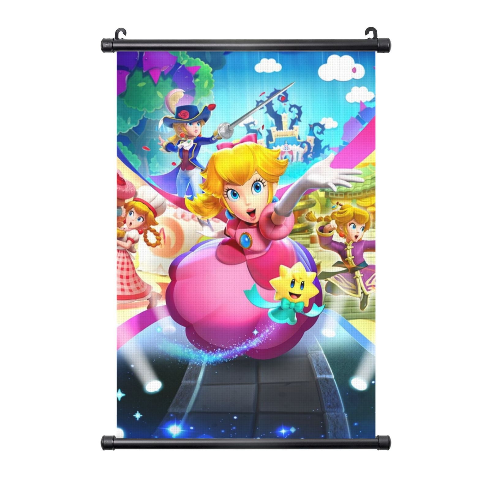 Princess Peach Hanging Poster, Black Plastic Shaft Wall Hanging Posters ...