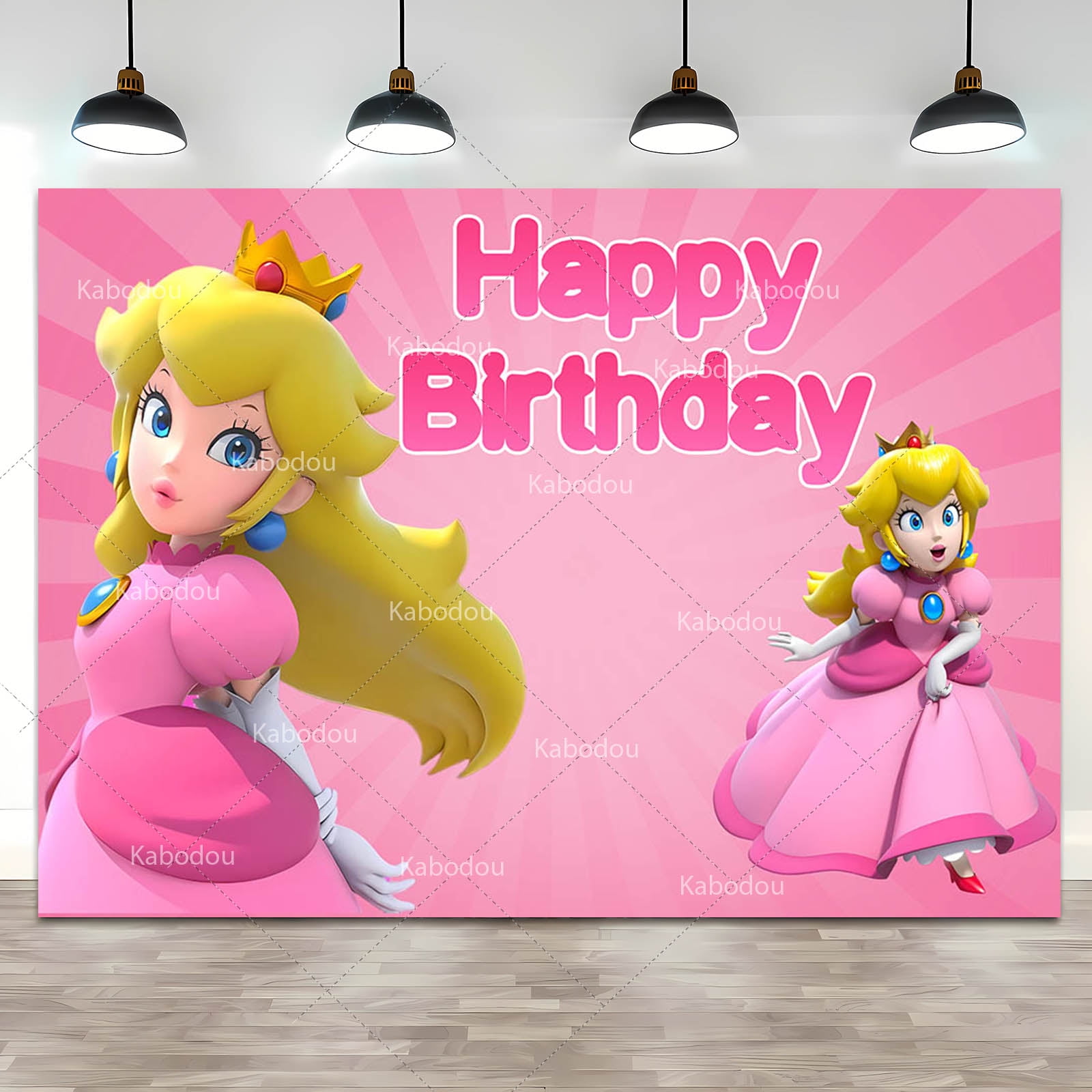 Princess Peach Happy Birthday Backdrop Party Banner Princess Peach ...