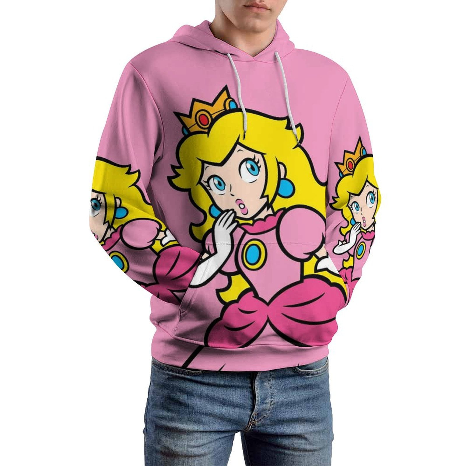 Princess Peach Hoodie 3D Print Pullover Hooded Long Sleeve Sweatshirts ...