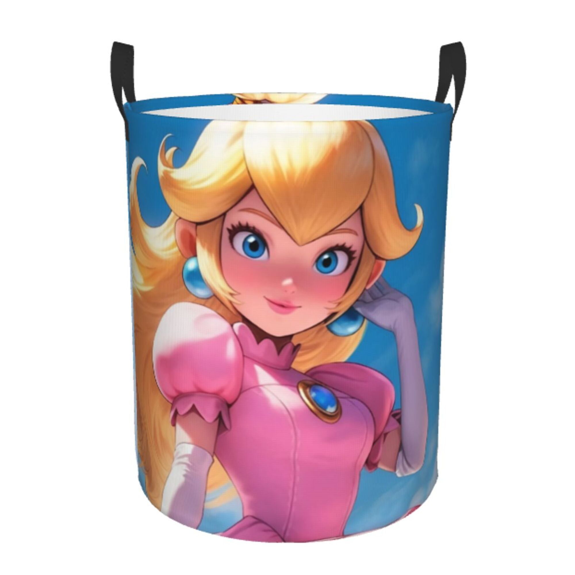 Princess Peach Laundry Hamper With Handle Funny Waterproof Foldable ...