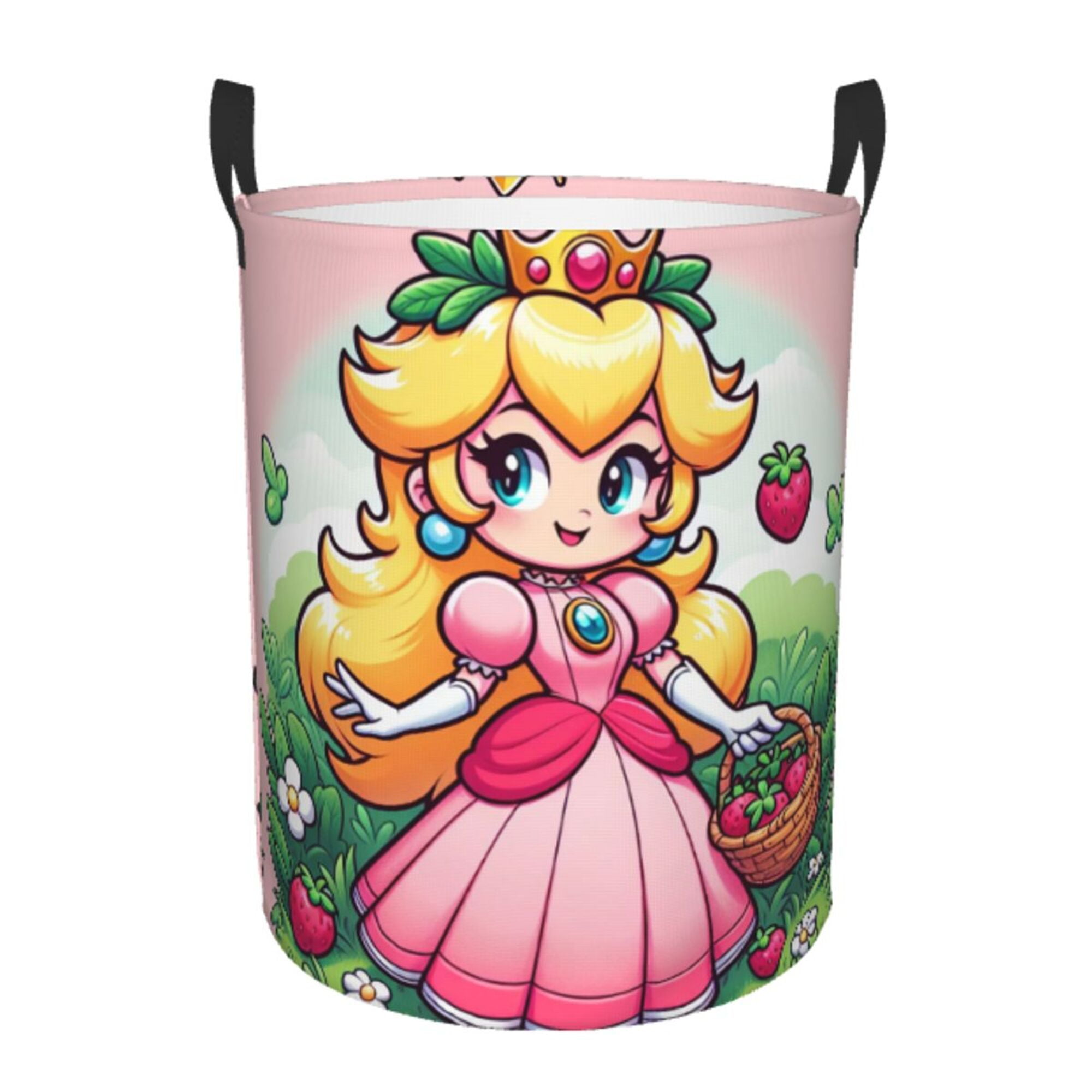 Princess Peach Laundry Hamper With Handle Funny Waterproof Foldable ...