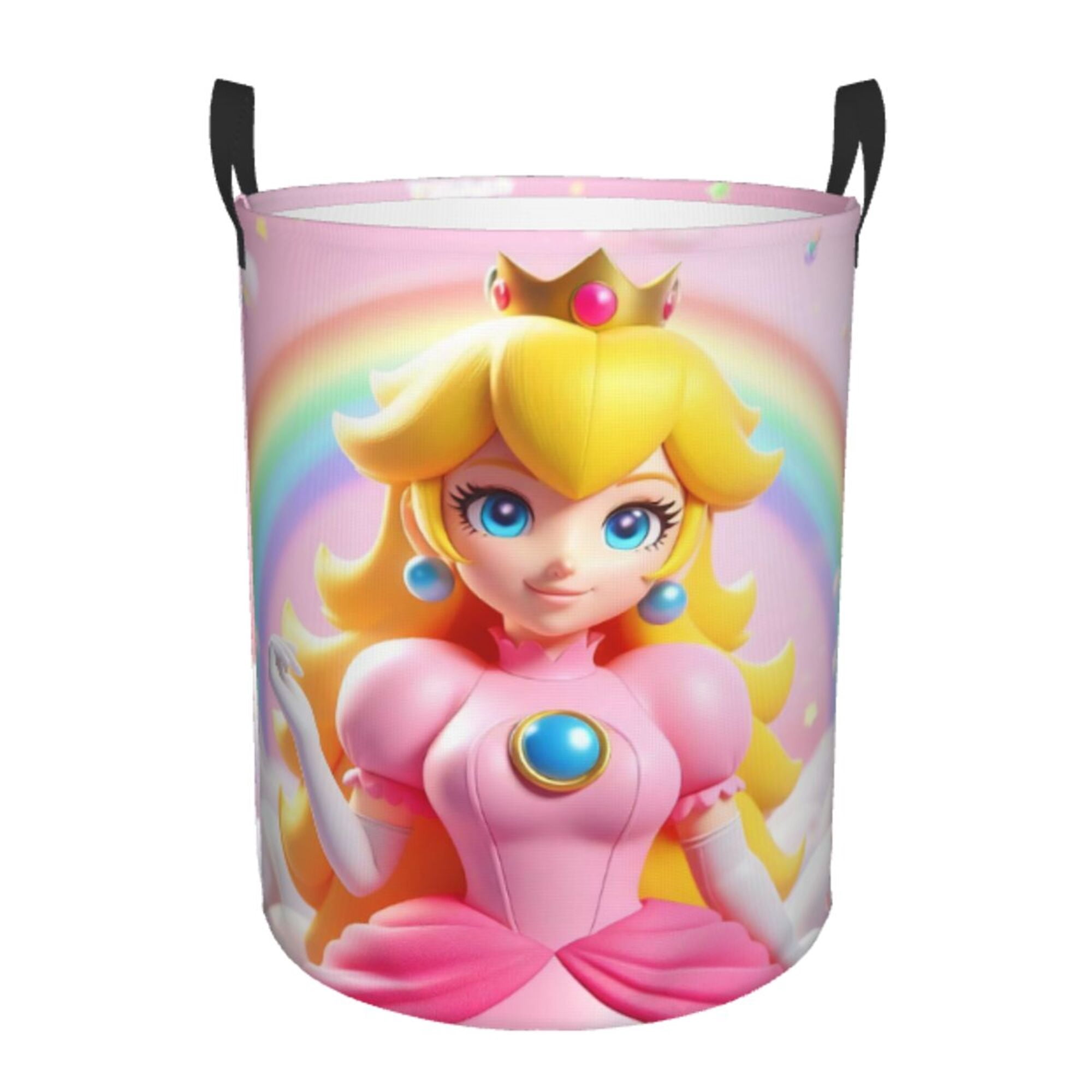 Princess Peach Laundry Hamper With Handle Funny Waterproof Foldable ...