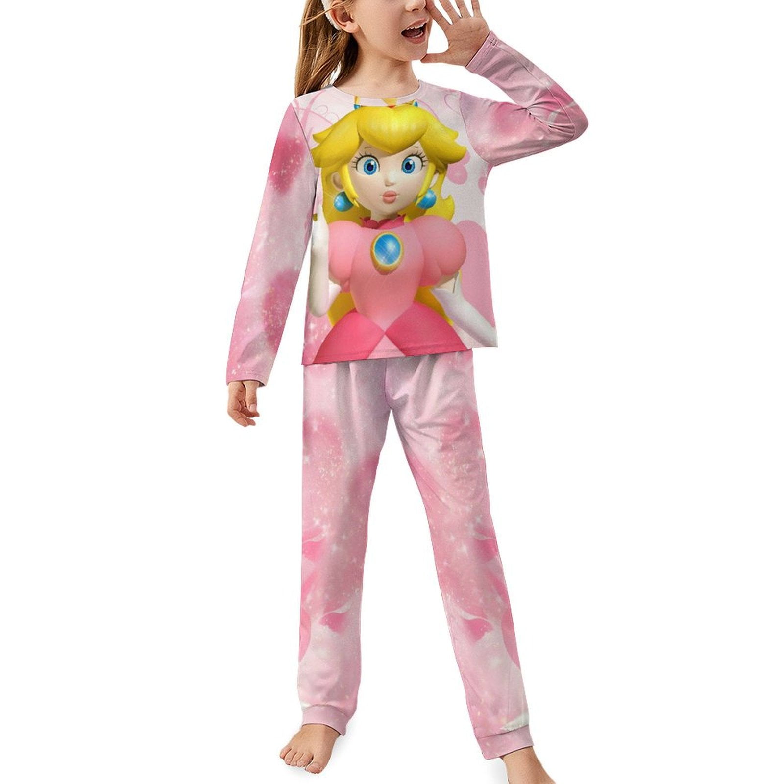 Princess Peach Long Sleeve Top And Pants 2 Piece Pajama Set - Walmart.com
