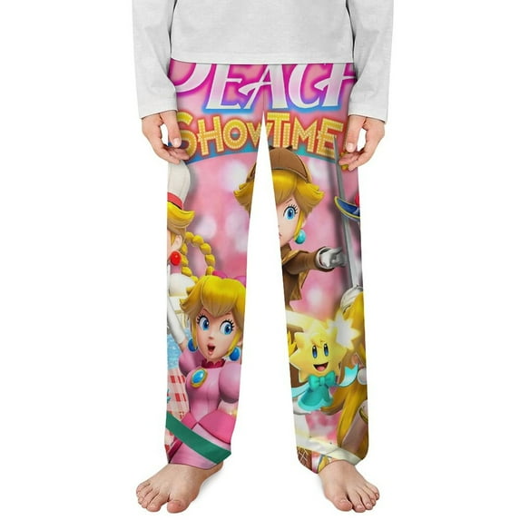 Princess Peach Pajamas Pants Soft Elastic Waist PJ Bottoms Comfy Lounge ...