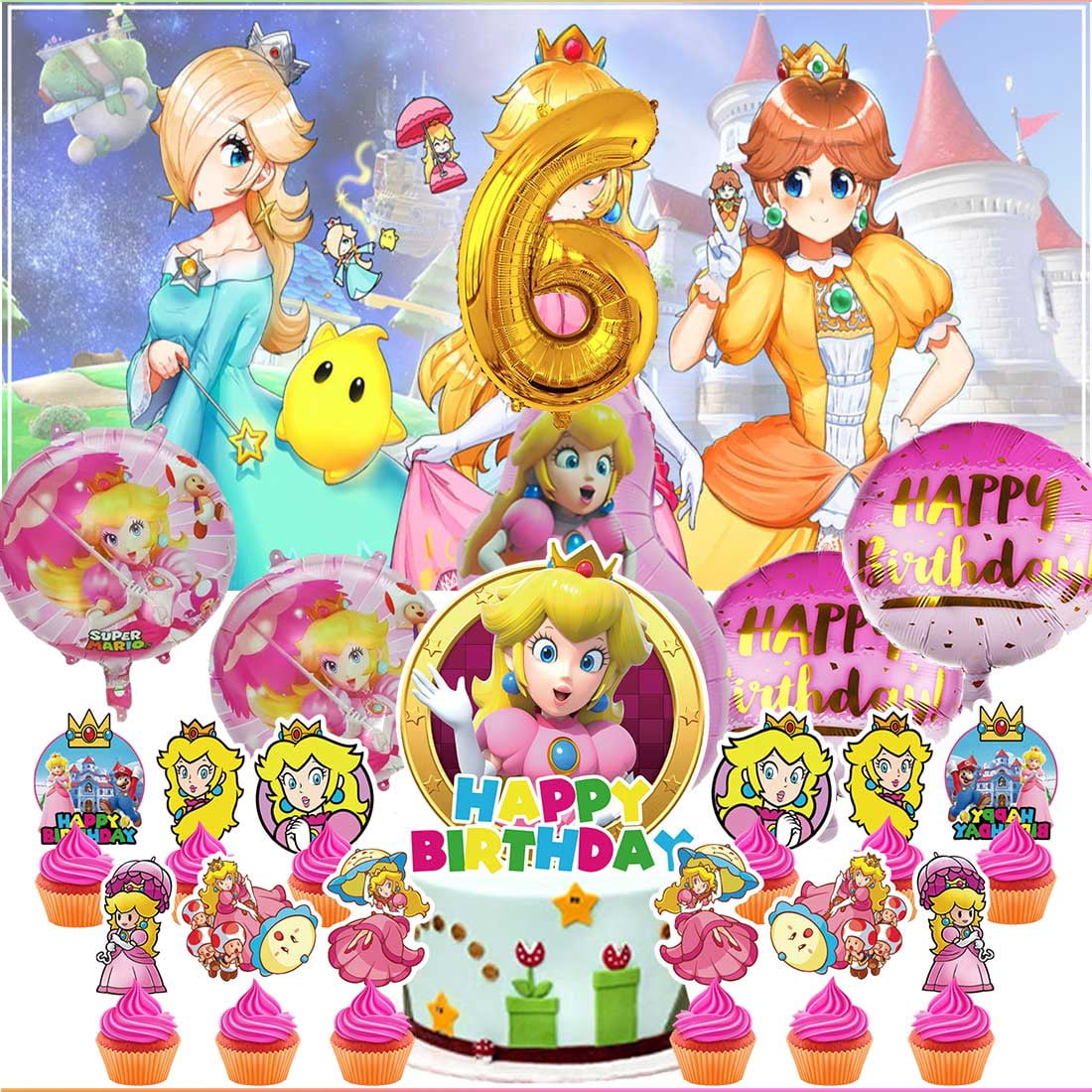 Princess Peach Party Supplies Decor 6th Kit Balloons Birthday Cake ...