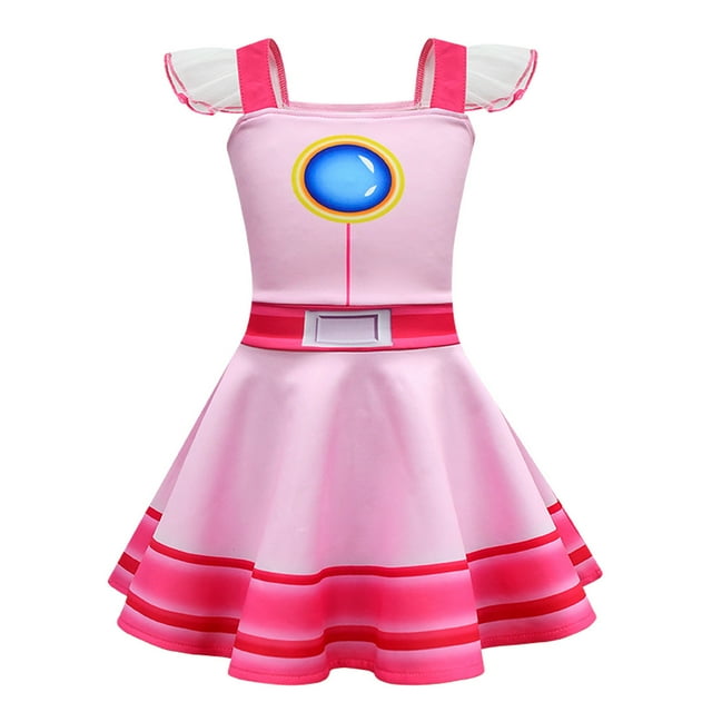 Princess Peach Pink Dress for Girls Halloween Christmas Party Costumes ...