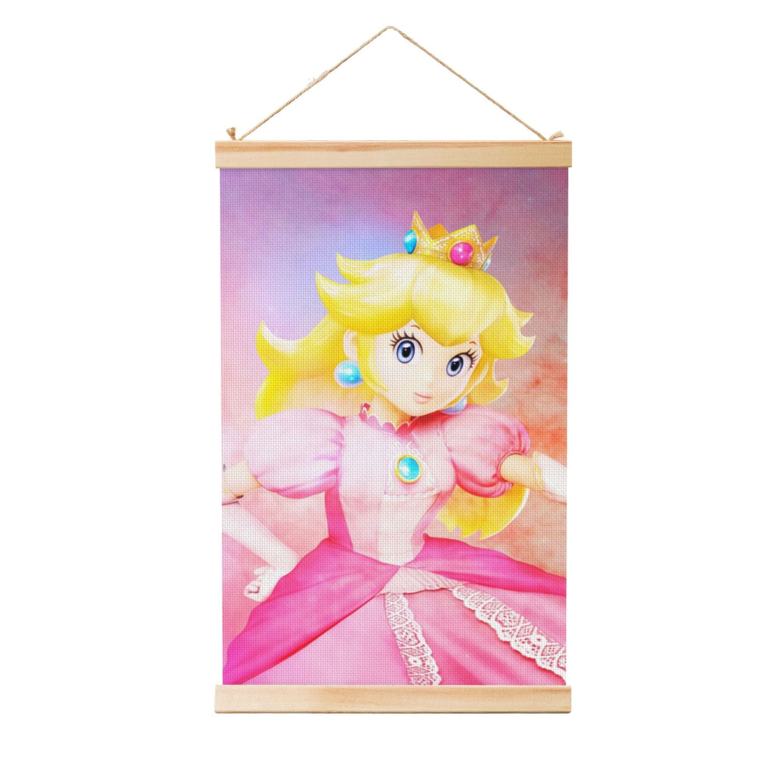 Princess Peach Posters Wall Hanging Wooden Shaft Poster Wall Art ...
