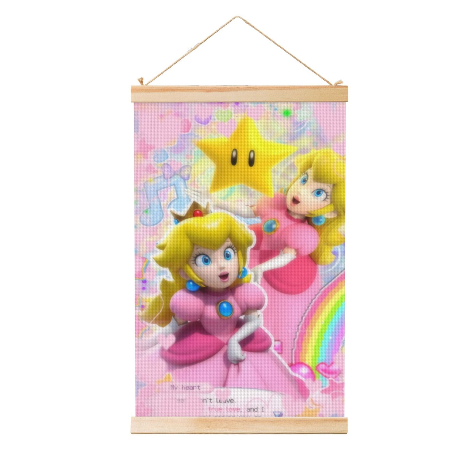 Princess Peach Posters Wall Hanging Wooden Shaft Poster Wall Art ...