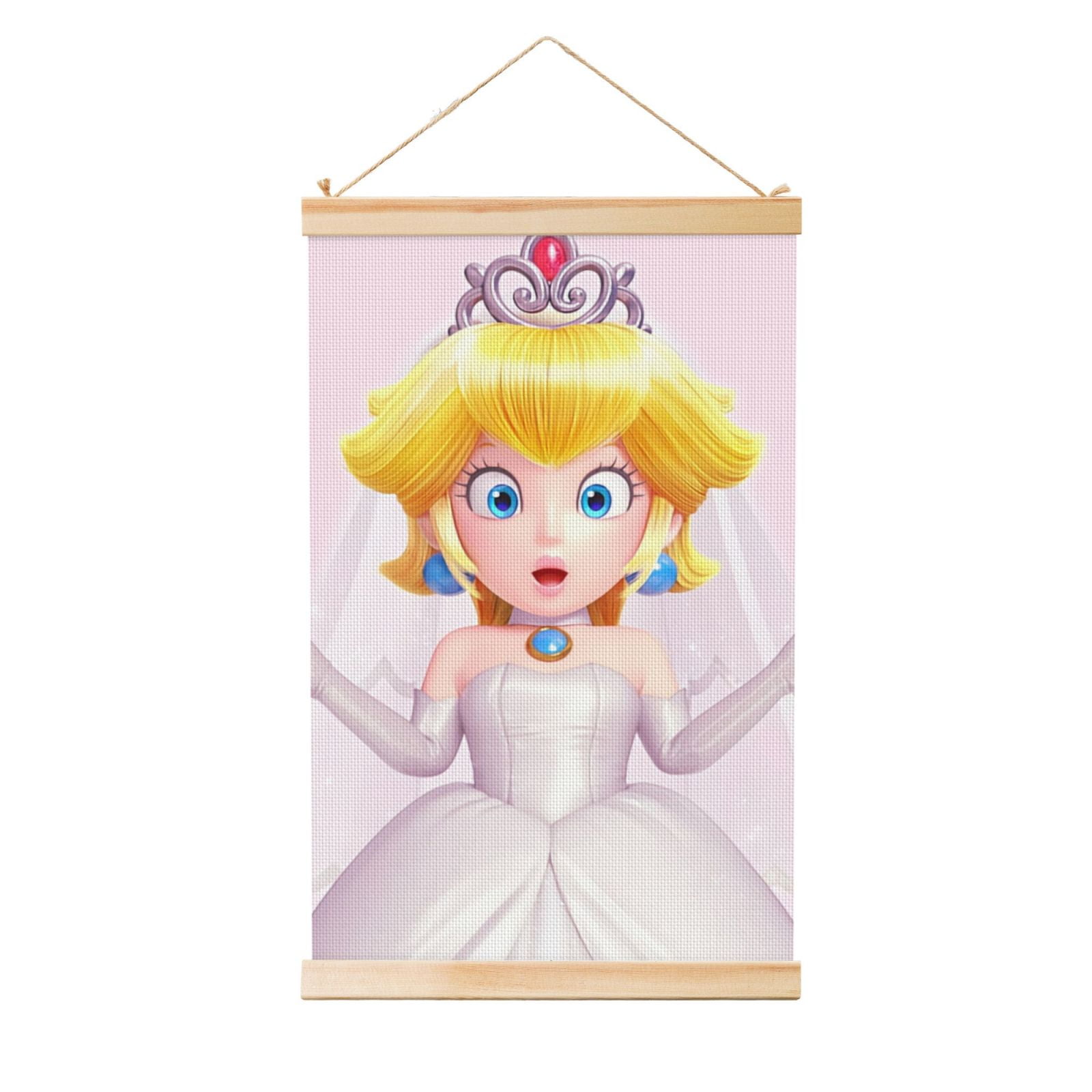 Princess Peach Posters Wall Hanging Wooden Shaft Poster Wall Art ...