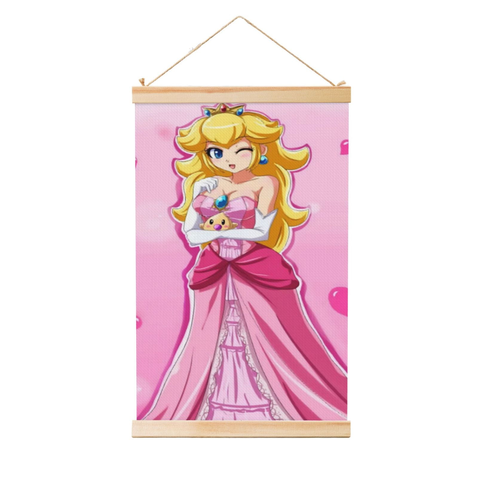 Princess Peach Posters Wall Hanging Wooden Shaft Poster Wall Art ...