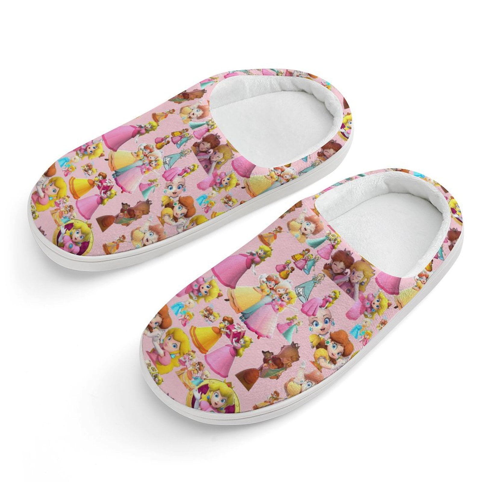 Princess Peach Rosalina Fluffy House Cotton Slippers Memory Foam Suede ...