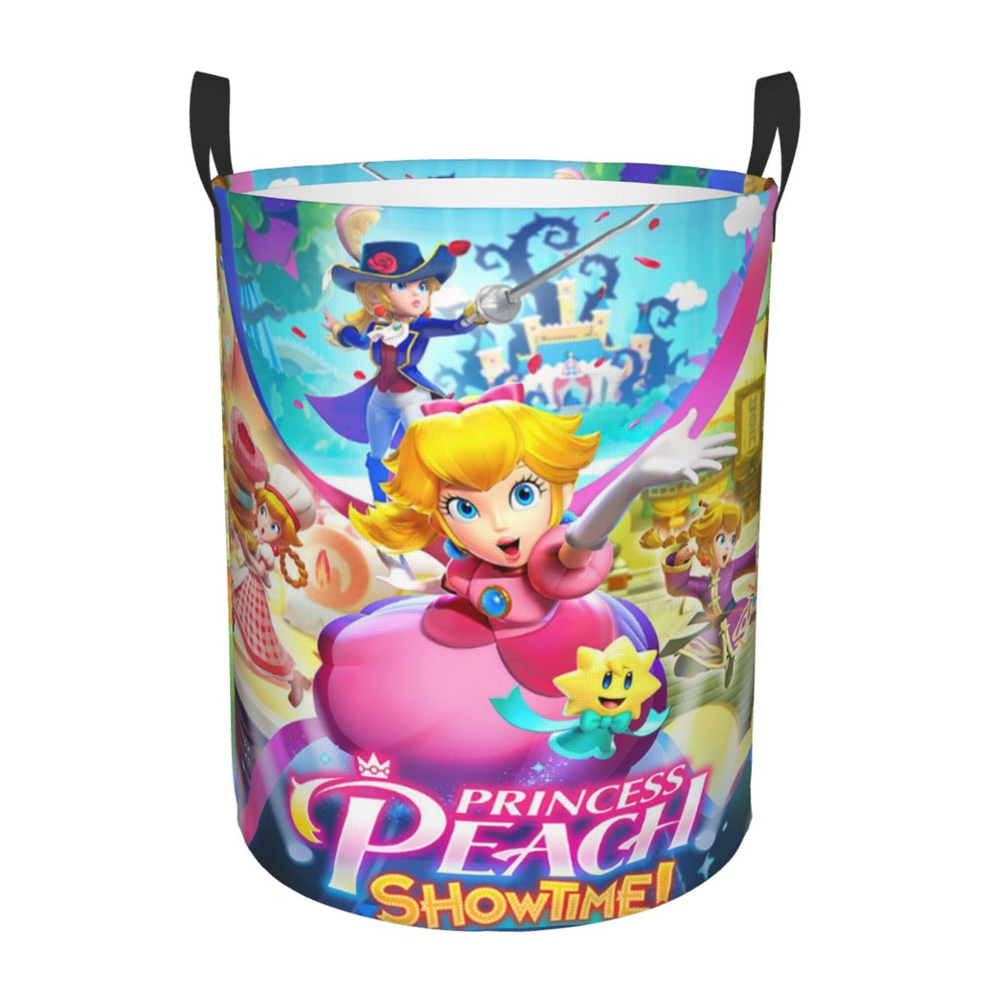 Princess Peach Showtime Storage Basket Laundry Hamper Collapsible Round ...